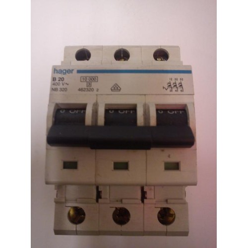 Hager NB320 20a Type B Triple Pole Mcb